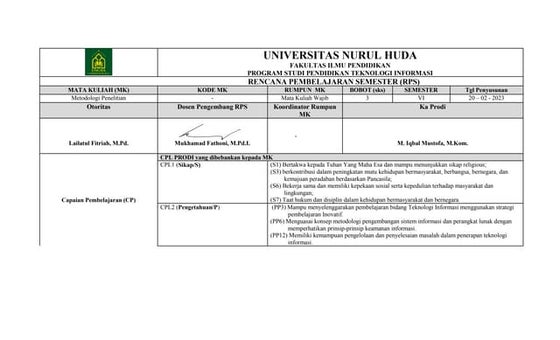 Contoh Rencana Hasil Kerja Guru (RHK) Tahunan | PPT
