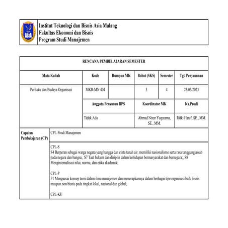 RPS Perilaku dan Budaya Organisasi 1.docx