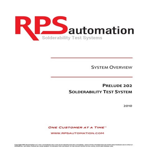 RPS Prelude 202 Solderability Test System | PDF