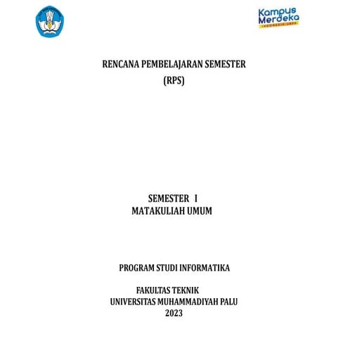Rencana Pembelajaran Semster (RPS) Matakuliah AIK I.pdf
