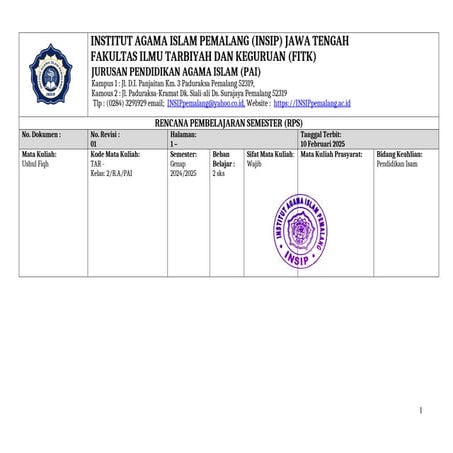RPS matkul Ushul Fiqh 2024-2025 Genap.doc