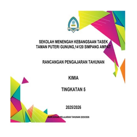 RPT KIMIA TING 5 2025 PANITIA KIMIA BAGI TAHUN SEMASA | PPT