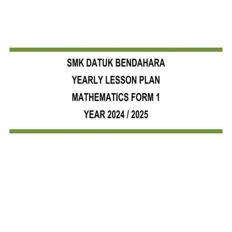 RPT DLP MATHEMATICS FORM1.YEAR 2024-2025 | DOCX