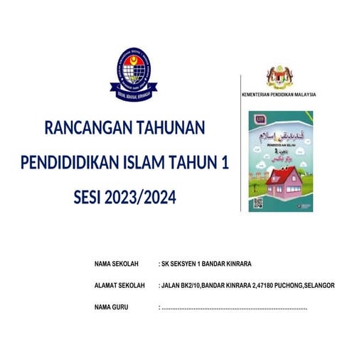 RANCANGAN PENGAJARAN TAHUNAN PENDIDIKAN ISLAM TAHUN 1 | DOCX