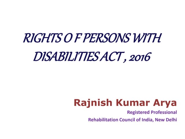 Rights of Persons with Disabilities- Types of 21 Disabilities.pptx