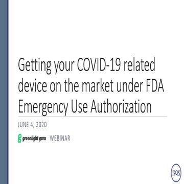 How to get your COVID-19 Related Medical Device to Market Under FDA ...