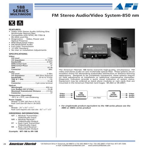 American Fibertek RR-188 Data Sheet | PDF
