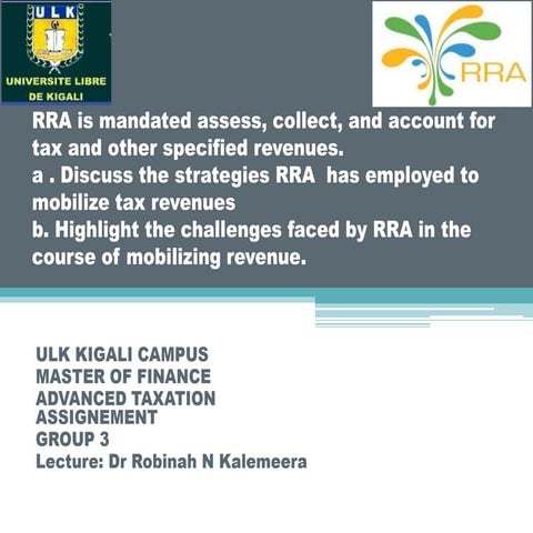 Rwanda Revenue Authority strategies employed to mobilize tax revenue ...