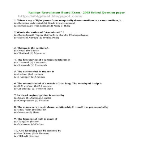 Rrb technical cadre exam solved papers & exam guide book | PDF