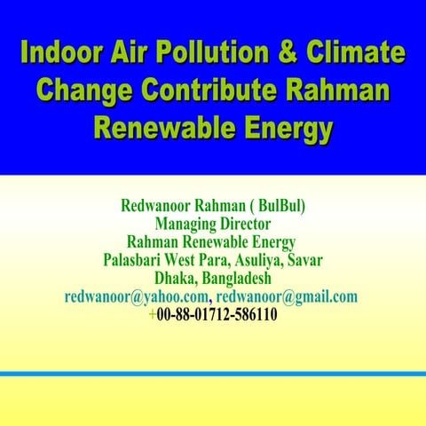Indoor Air Pollution & Climate Change Contribute | PPT
