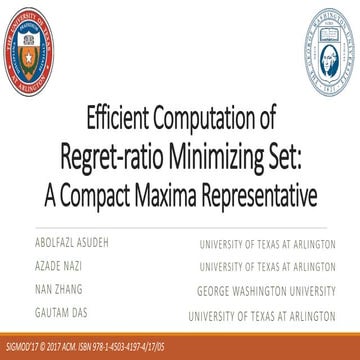 Efficient Computation of Regret-ratio Minimizing Set: A Compact Maxima Representative | PPTX ...