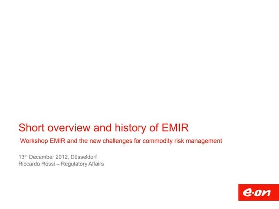 European Market Infrastructure Regulations (EMIR) – An Introduction | PDF