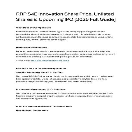 RRP S4E Innovation Share Price 2025 to 2026 | PDF