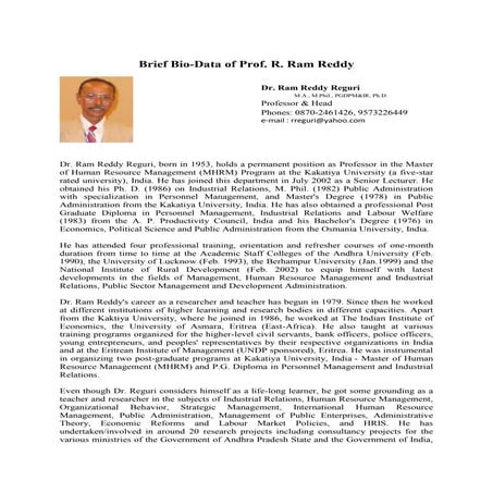 Prof. R. Ram Reddy | PDF