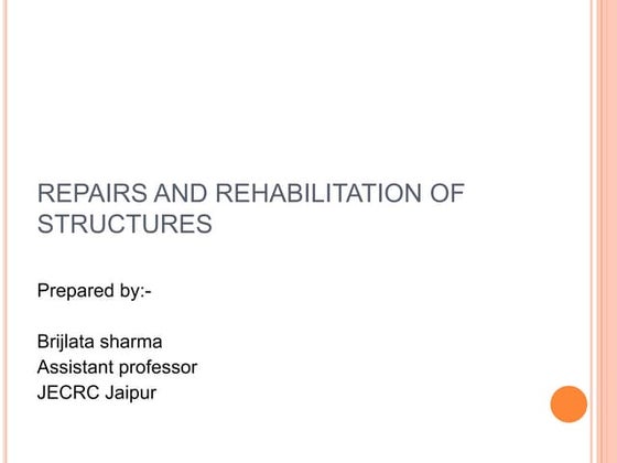 Scope of work for concrete and steel reinforcement Rehabilitation | PDF