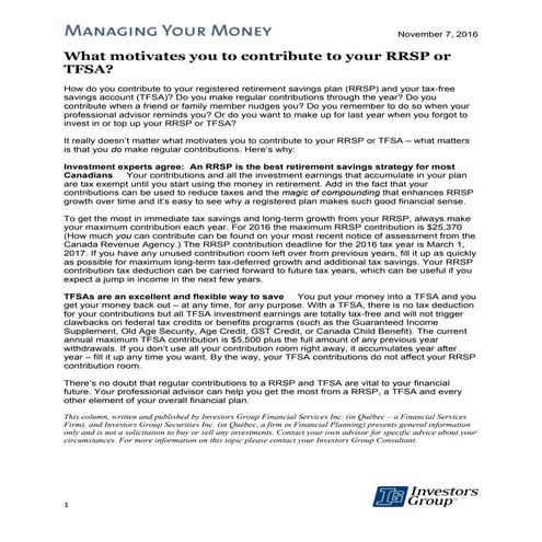 Rrsp vs tfsa | PDF | Retirement Planning | Personal Finance