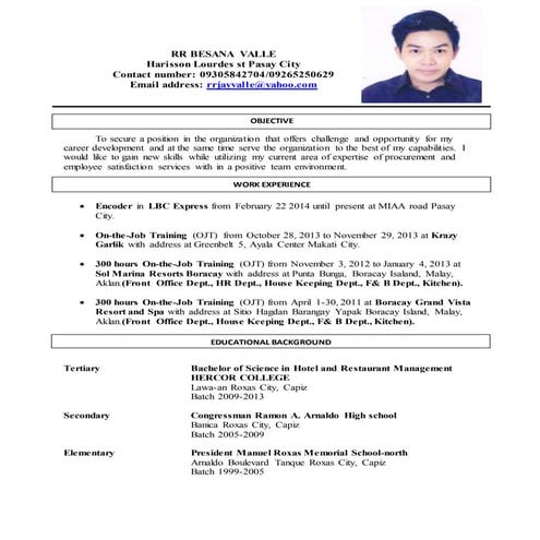 R rvalle new resume | DOCX | Resume Writing and Advice | Job Search