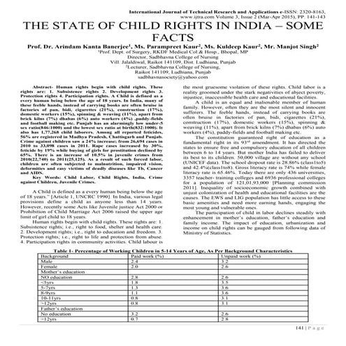 THE STATE OF CHILD RIGHTS IN INDIA – SOME FACTS | PDF
