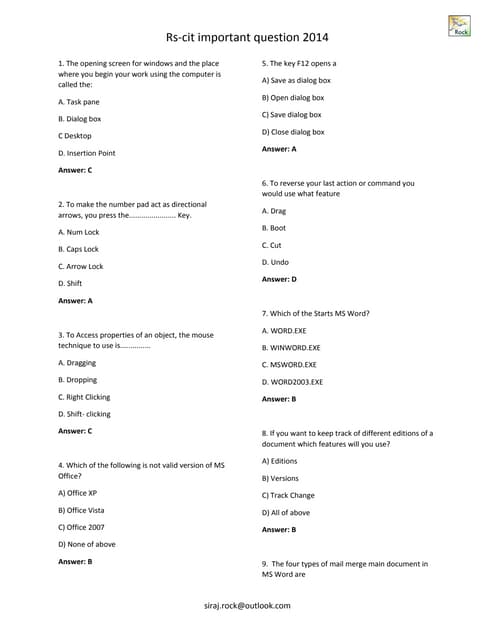 Power Point MCQ Questions and Answers (MS PowerPoint) | PDF | Desktop ...