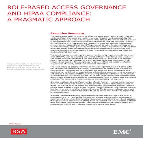 Role-Based Access Governance and HIPAA Compliance: A Pragmatic Approach | PDF