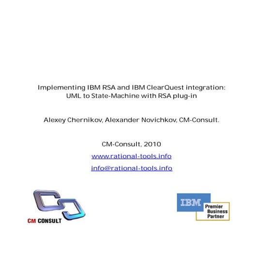 Implementing IBM RSA and IBM ClearQuest integration: UML to State-Machine with RSA plug-in | PDF