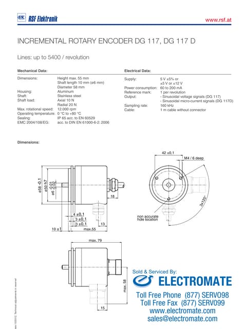 Rsf electronik incremental_rotary_encoder_dg150_specsheet | PDF