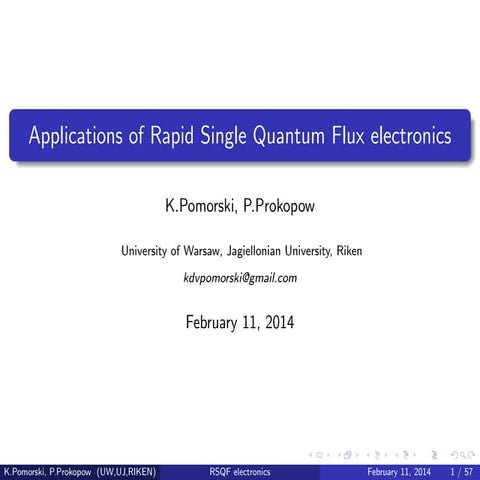 Applications of Rapid Single Quantum Flux electronics | PDF