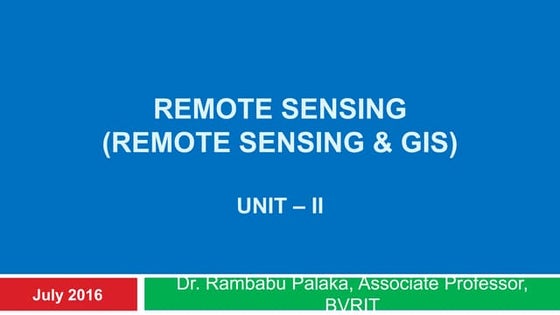 Chapter 1 (Introduction to remote sensing) | PPT