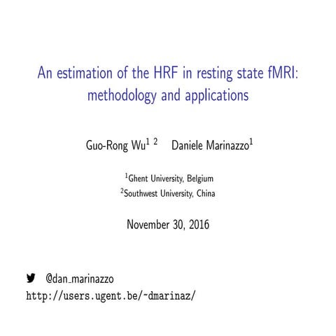 Estimating the hemodynamic response function from resting state fMRI data | PPT