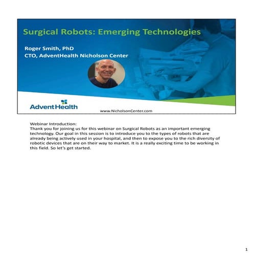 Surgical Robots: Emerging Technologies | PDF | Robotics | Technology & Computing