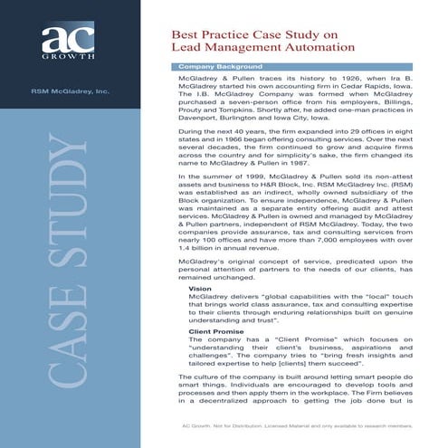 Rsm Mc Gladrey Ac Growth Case Study[3] | PDF