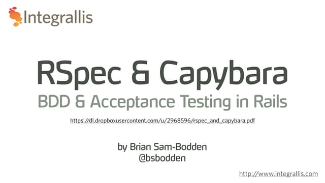 Rspec And Capybara Intro Tutorial At Railsconf 2013 Ppt