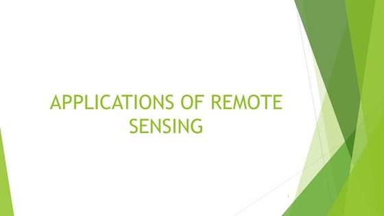 Application of remote sensing for environmental monitoring | PDF ...