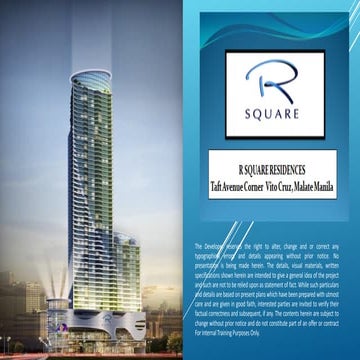 R Square Residences Taft Ave. Manila - La Salle | PDF