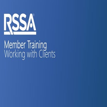 RSSA Member Training Working With Clients | PPT