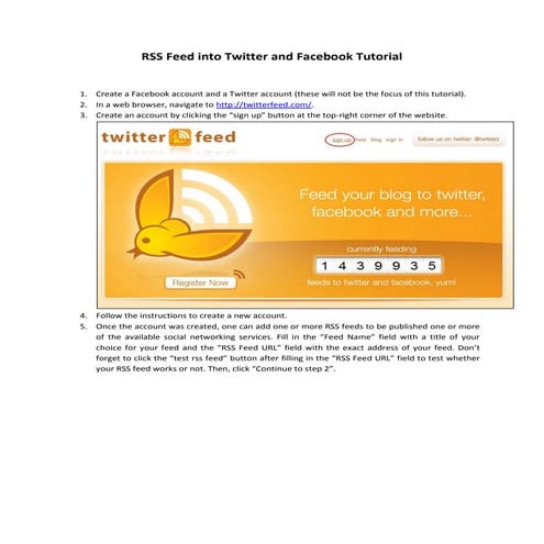 How to Rss feed into twitter and facebook tutorial | PDF