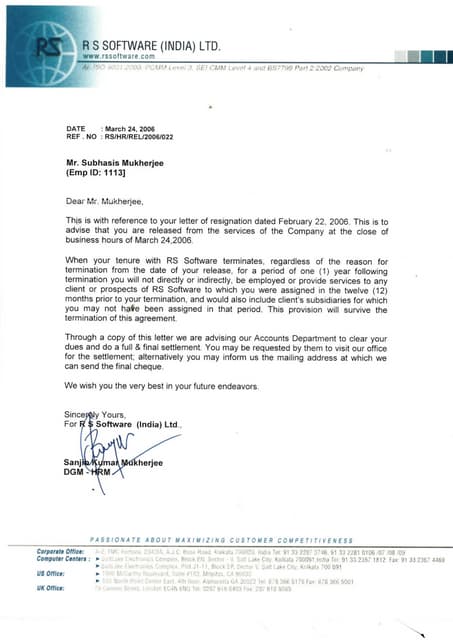 Release Letter - Tech Mahindra | PDF