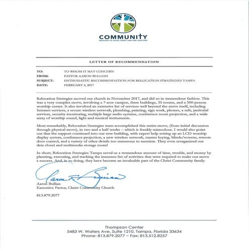 RST Reference Letter from Christ Community Church | PDF