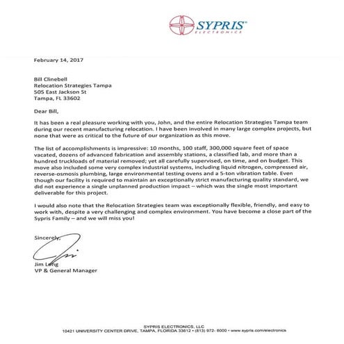 RST Reference Letter from Sypris | PDF