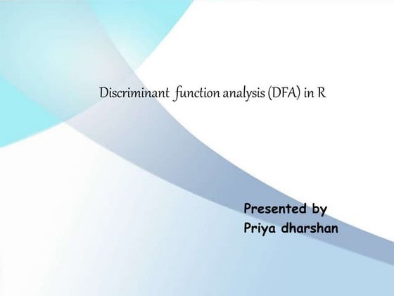 Discriminant function analysis (DFA) | PPTX