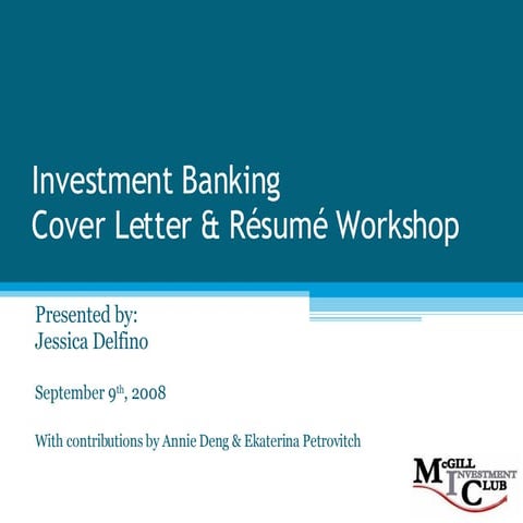 Resume & Cover Letter Workshop (F08) | PPT