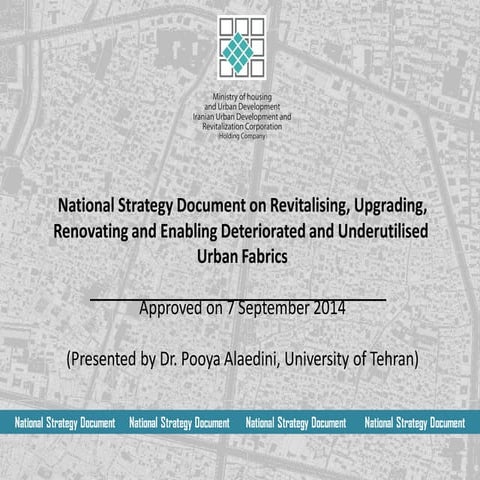 National Strategy Document on Revitalising, Upgrading, Renovating and ...