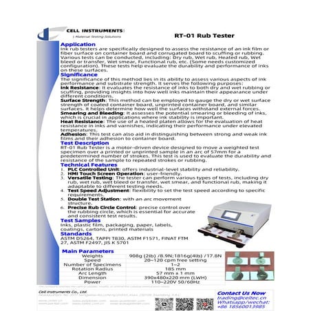 hree Ways the RT-01 Rub Tester Enhances Ink Durability Testing | PDF