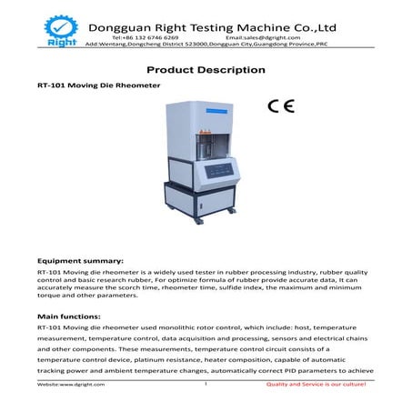 Rt 101 moving die rheometer | PDF