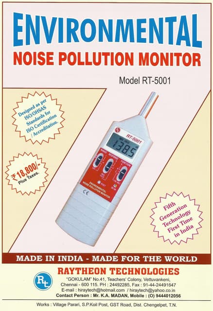 ENVIRONMENTAL NOISE POLLUTION MONITOR MODEL RT-5001. | PDF