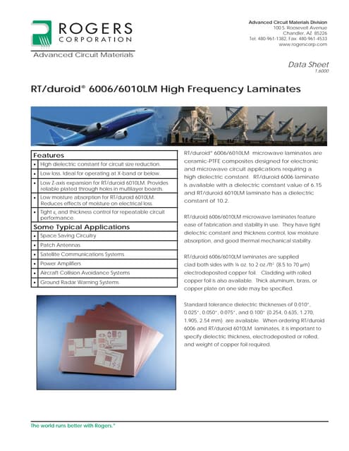 RT/duroid 6002 Laminate Datasheet | PDF