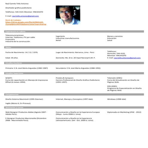 CV RAÚL CAMILO TELLO ANTUNEZ | PDF