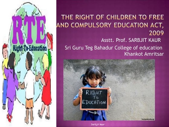Right to education act (rte act) 2009 | PPT