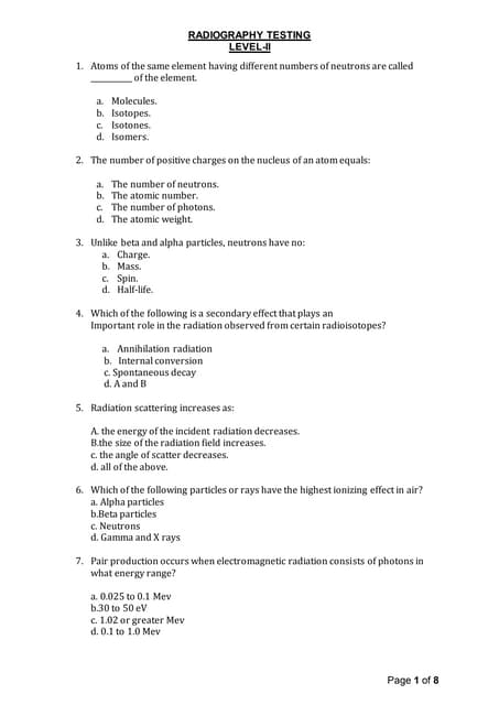 radiography mcq | PDF
