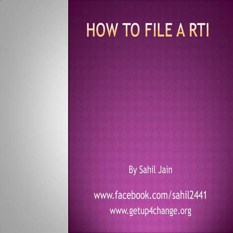 How to file a RTI Application | PPTX